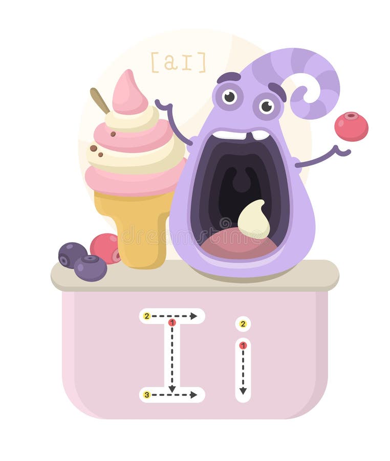 Letter I and character two stock vector. Illustration of card - 192092271