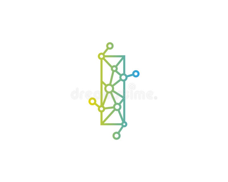 Letter I Connect Dot Network Icon Logo Design Element Stock Vector ...