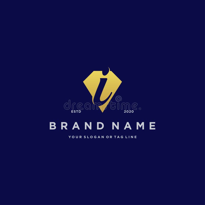 Letter I Diamond Gold Logo Design Stock Vector - Illustration of ...