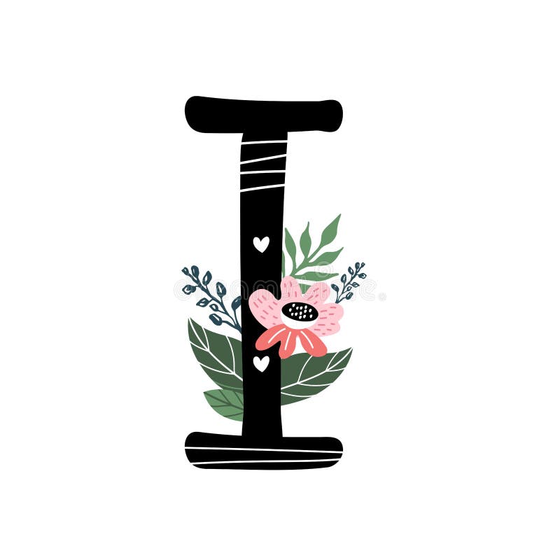 Letter I with Floral Design. Plant Design. Stock Vector - Illustration ...
