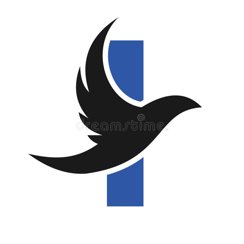 Letter I Flying Bird Logo Template Vector Sign. Dove Bird Logo on ...