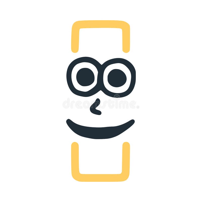 Letter I Happy Eccentric Smiling Character Stock Vector - Illustration ...