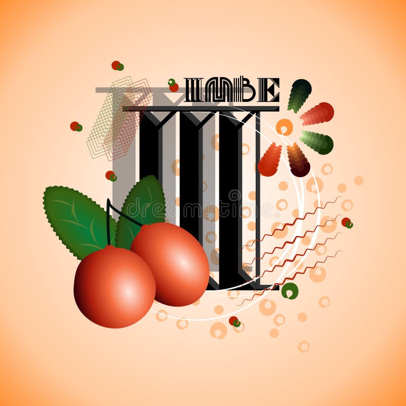 The Letter I and Imbe Fruit on a Bright Abstract Background Stock ...