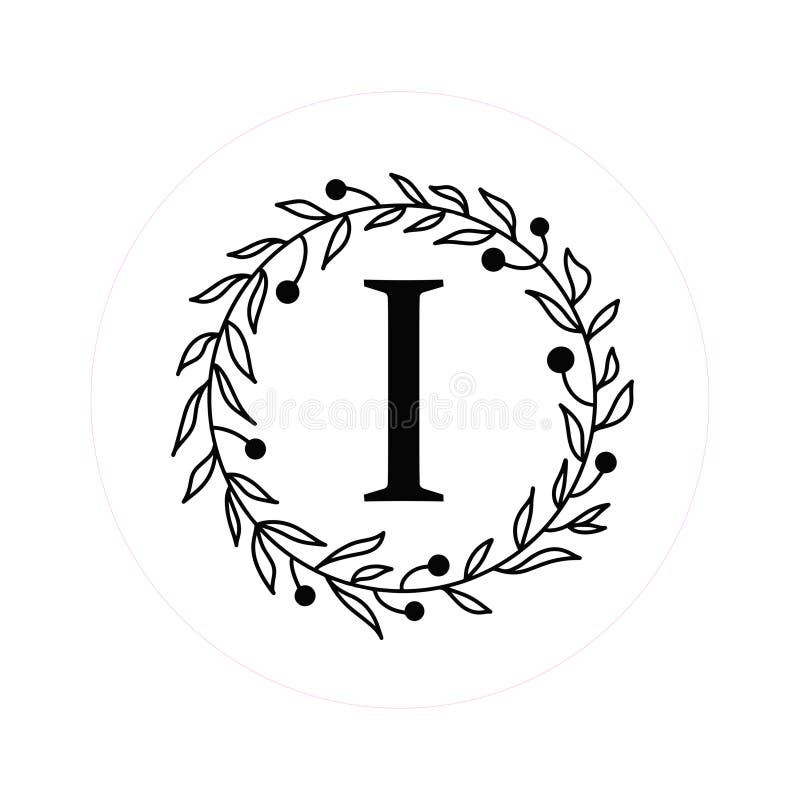Letter "I" Initials with Round Floral Frames, Vector Monogram Logo ...