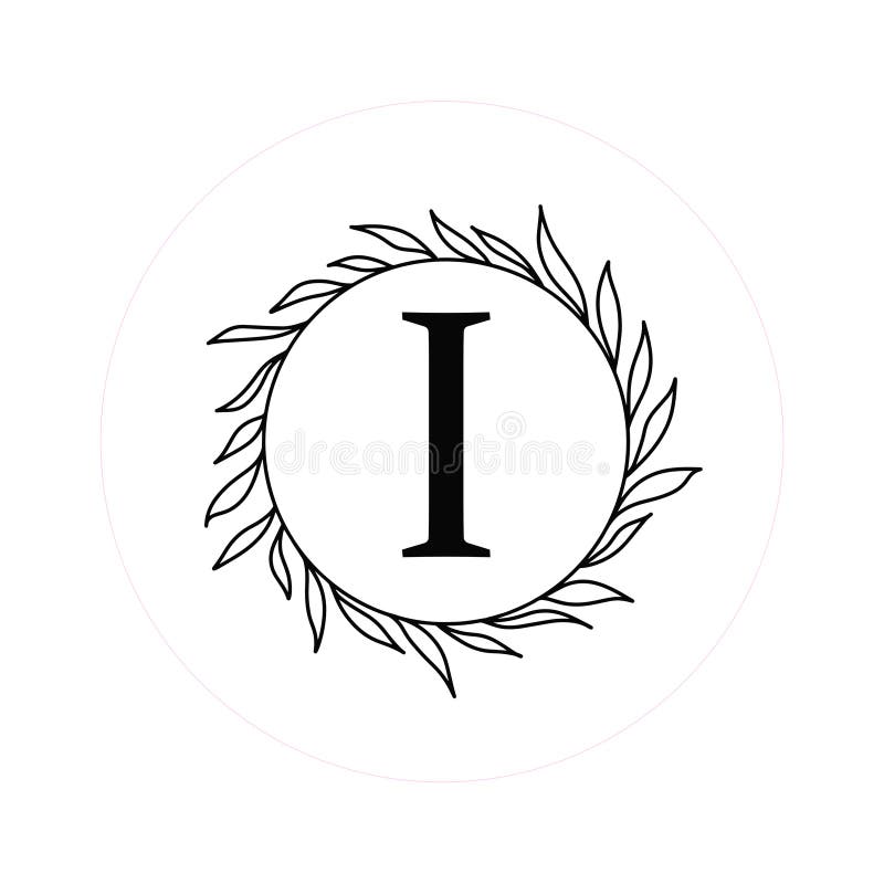 Letter "I" Initials with Round Floral Frames, Vector Monogram Logo ...