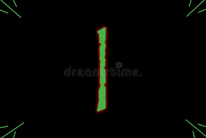 Letter I Typed with Wild Font in Green Having Red Outer Glow Stock ...