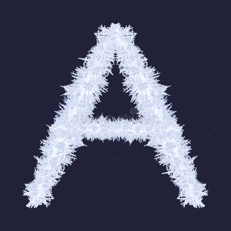 English Letter `O` Made of Ice and Snow on a Dark Blue Background Stock ...