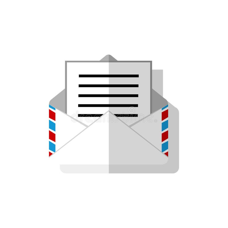 Email Open Envelope Paper Sticker with Shadow. Vector Isolated Label ...