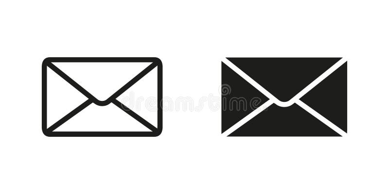 Letter Icon Set, Message Sign in Outline and Solid Style Stock Vector ...