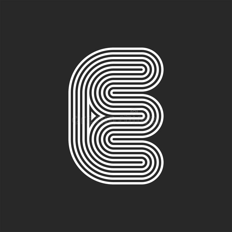 Letter Initial E Logo Monogram, Parallel White Overlapping Thin Lines ...