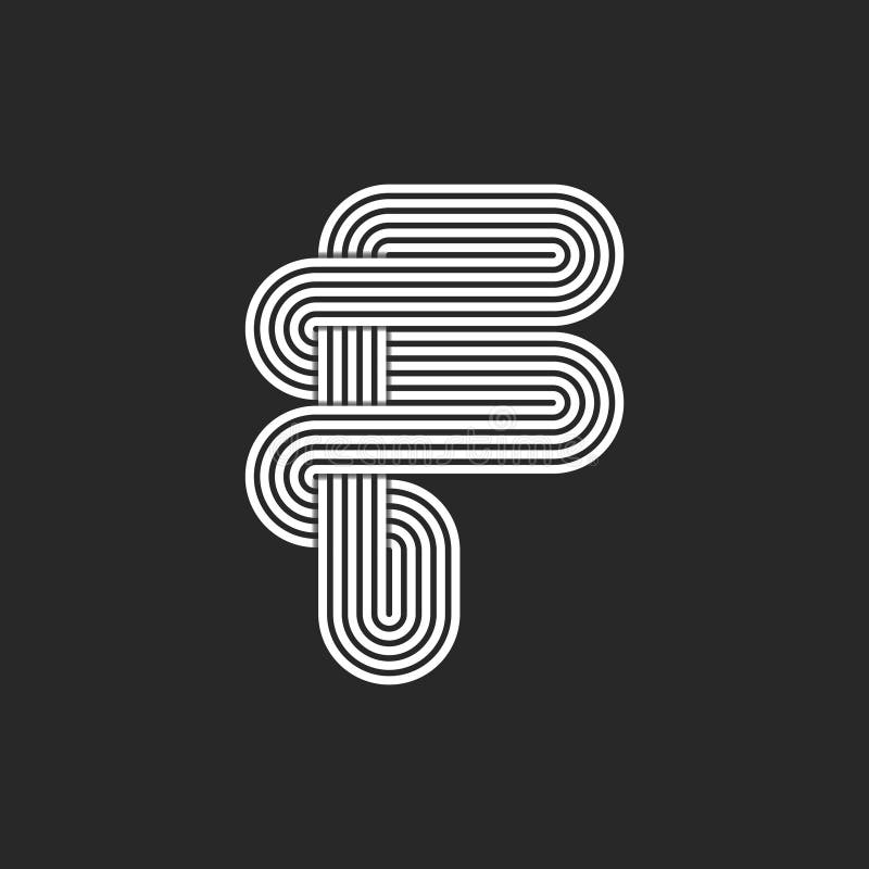 Letter Initial F Logo Monogram, Parallel White Overlapping Thin Lines ...