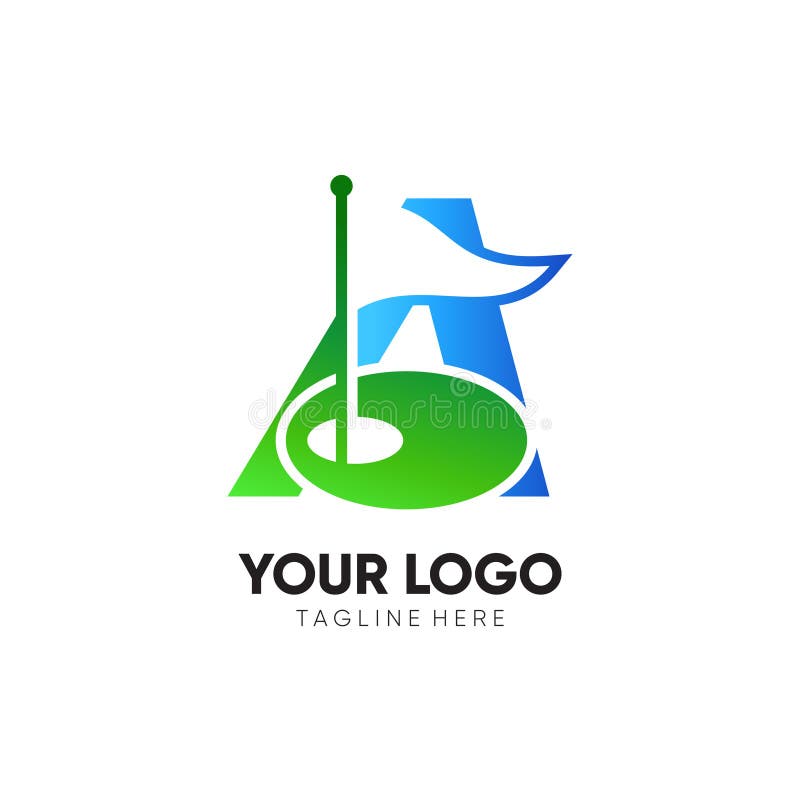 Letter a Initial Golf Flag Logo Design Vector Icon Graphic Emblem ...