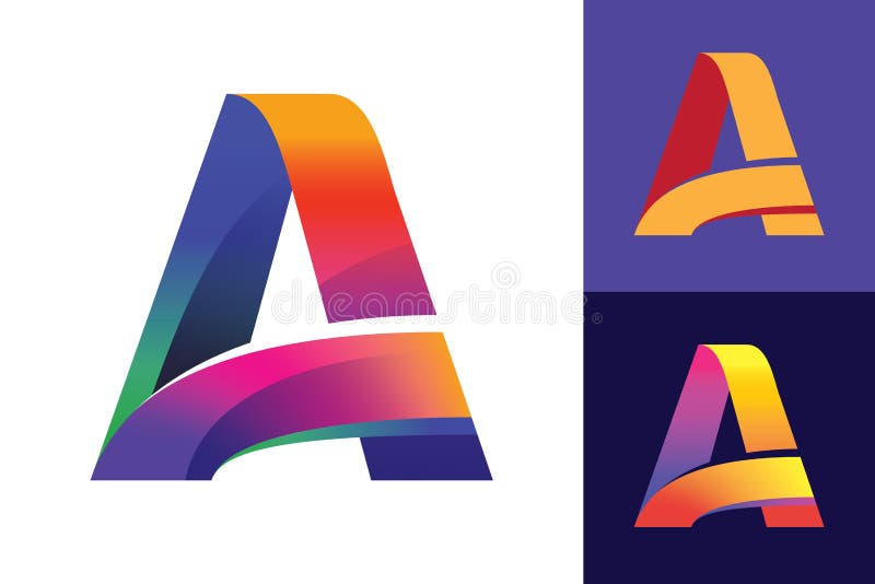 Letter a Initial Vector Logo Design on Different Backgrounds. Stock ...