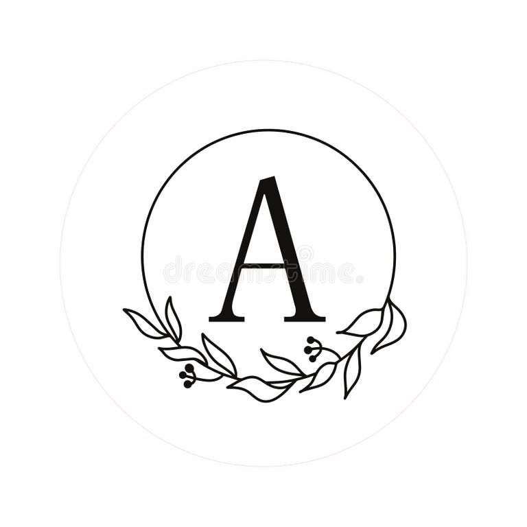 Letter "a" Initials with Round Floral Frames, Vector Monogram Logo ...