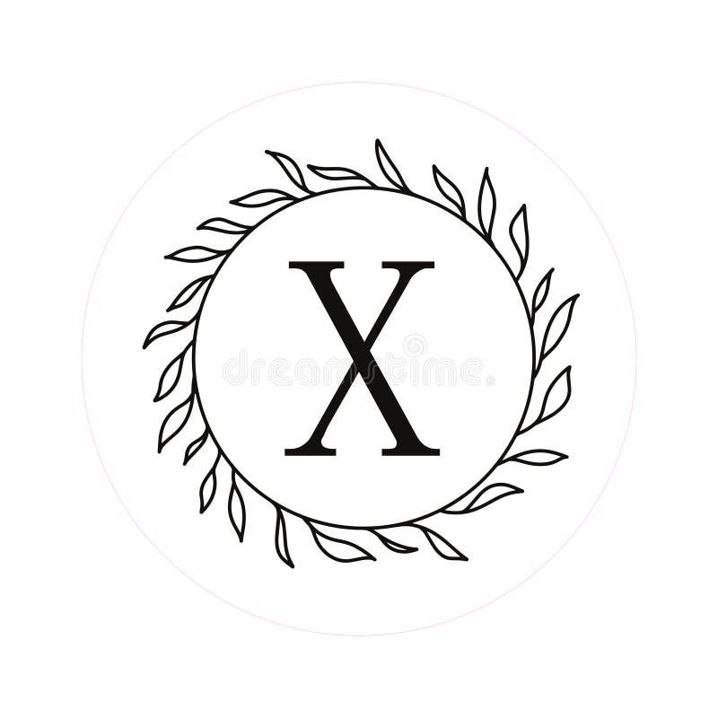 Letter "X" Initials with Round Floral Frames, Vector Monogram Logo ...