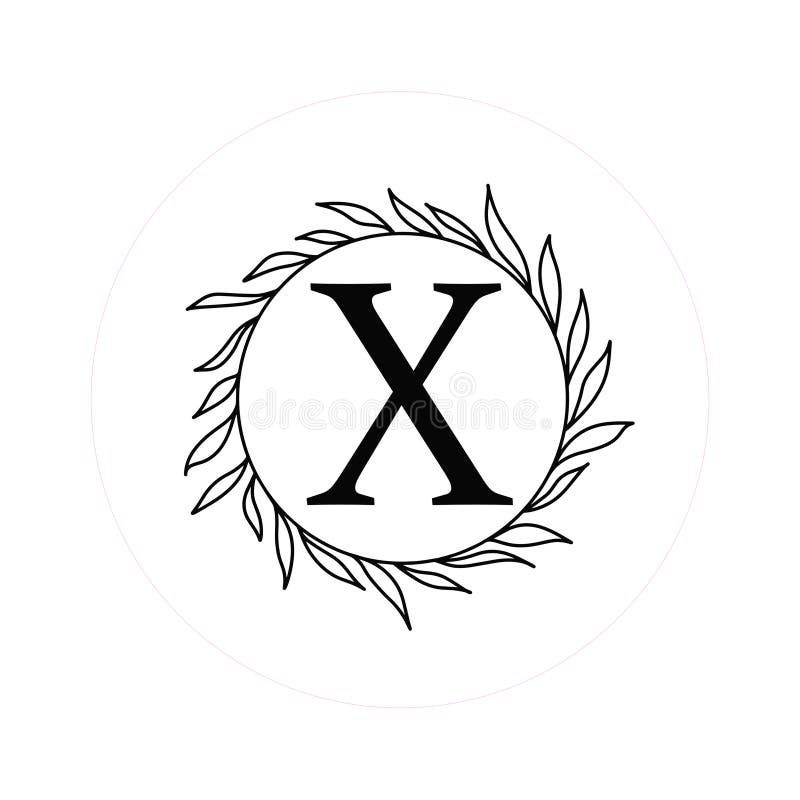 Letter "X" Initials with Round Floral Frames, Vector Monogram Logo ...