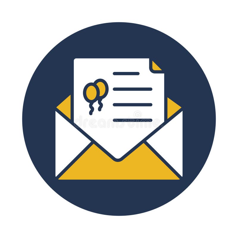 Letter, Invitation, Invite, Envelope Color with Background Vector Icon ...