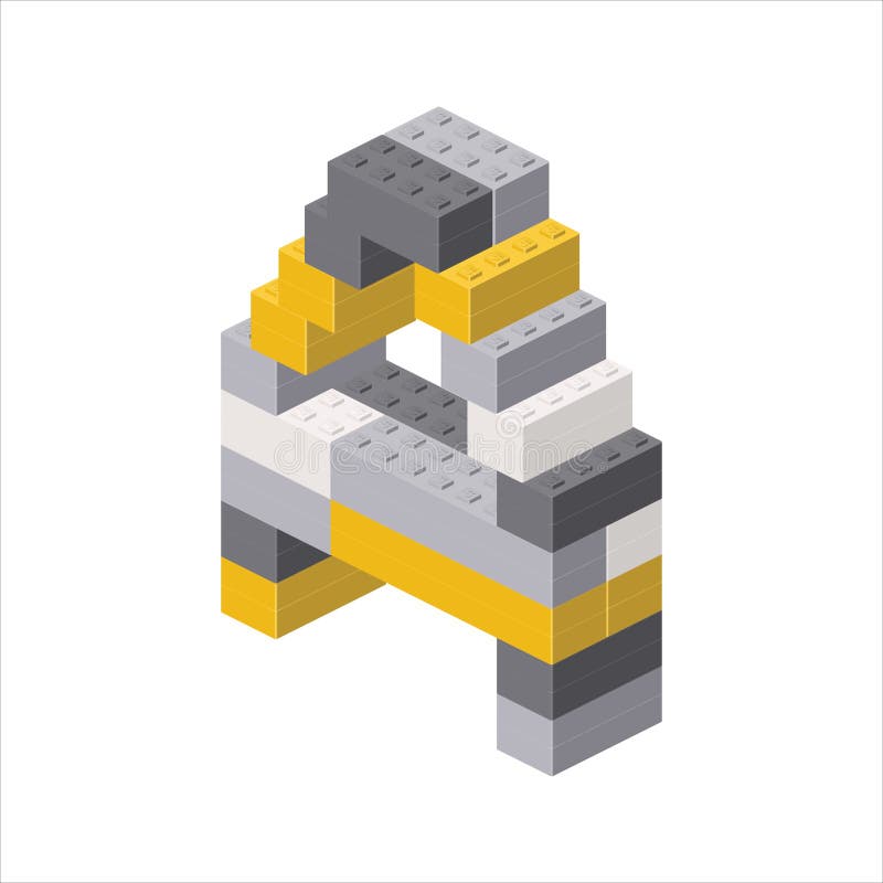 Letter a in Isometric View Assembled from Plastic Blocks. Vector Stock ...