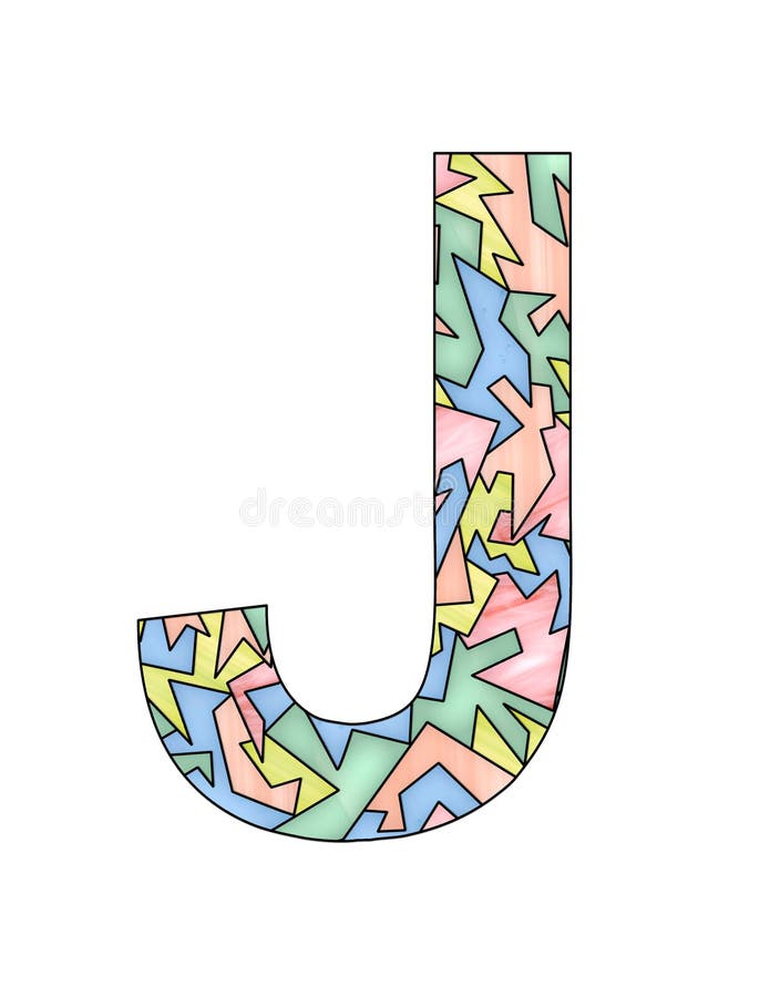 Letter J for Ad Design or Text with Stained Glass Style Stock ...