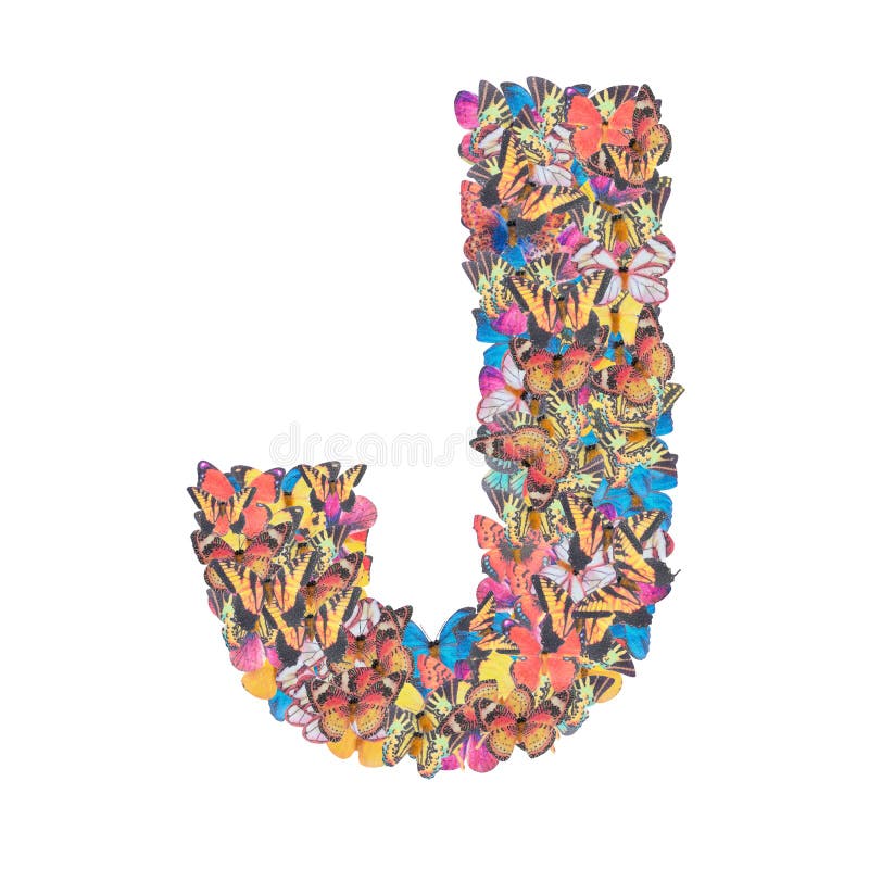 Letter J Alphabet with Butterfly Stock Illustration - Illustration of ...