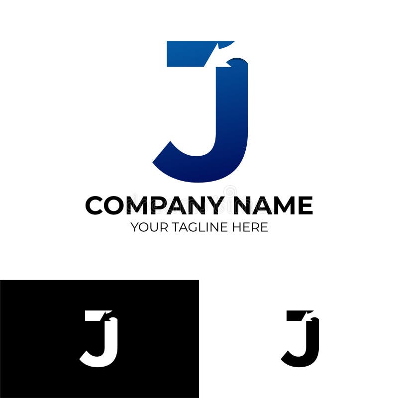 Letter J Arrow Logo Template Design with Gradient Blue Color. Vector ...