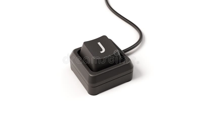 Letter J Button of Single Key Computer Keyboard, 3D Illustration Stock ...