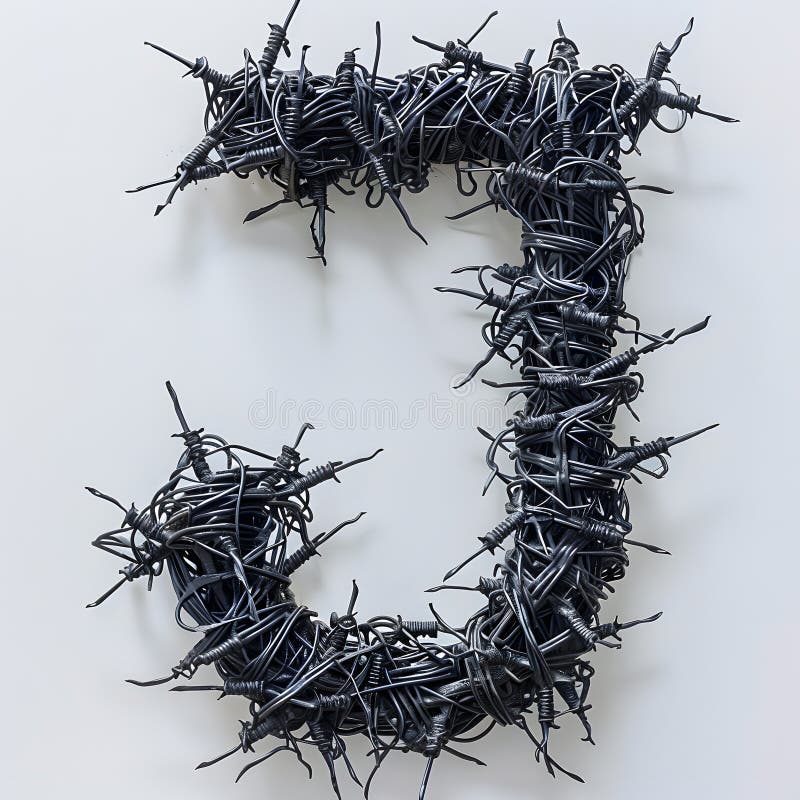 The Letter J Crafted from Barbed Wire on a White Background Stock Photo ...