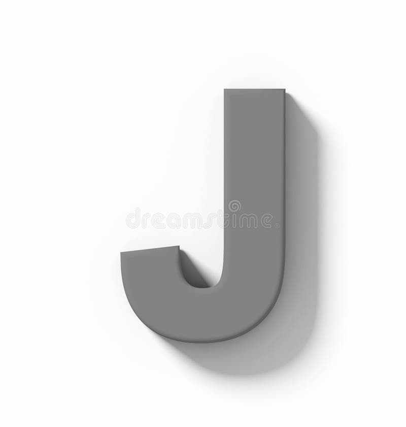 Letter J 3D Medium Gray Isolated on White with Shadow - Orthogonal ...