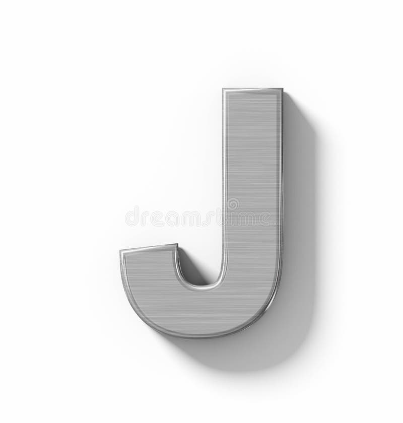 Letter J 3D Metal Isolated on White with Shadow - Orthogonal Pro Stock ...