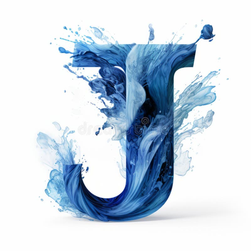 Abstract Letter J with Water Splashing in Indigo Stock Illustration ...