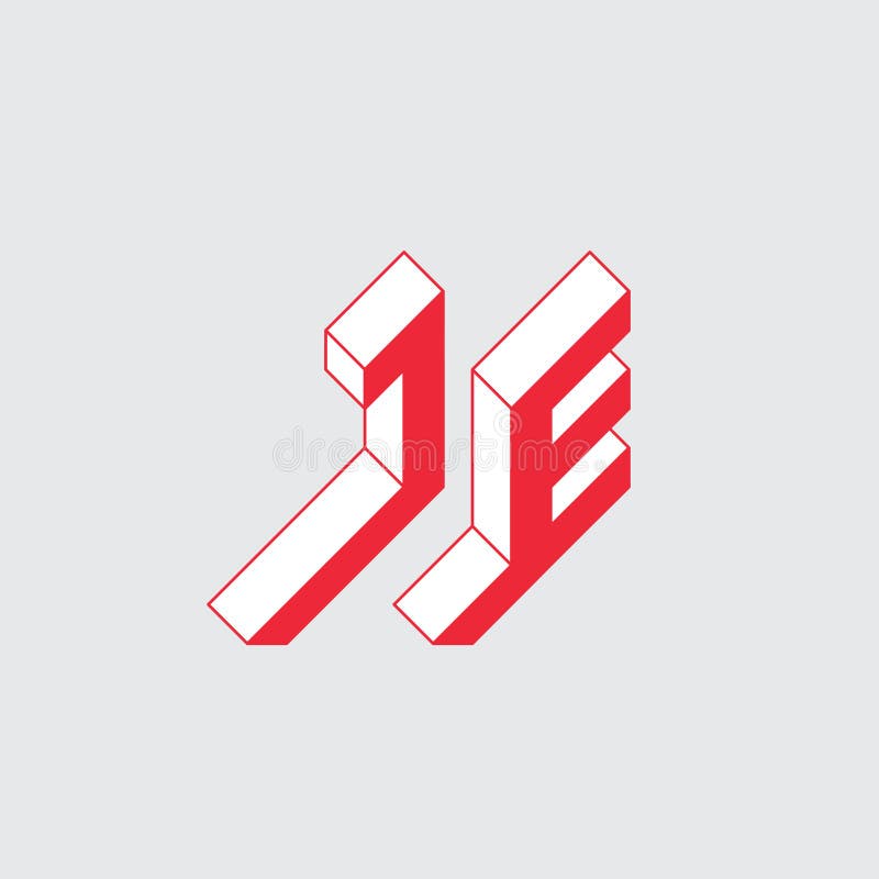 Letter J and E - Monogram or Logotype. Three-dimension Original Letters ...
