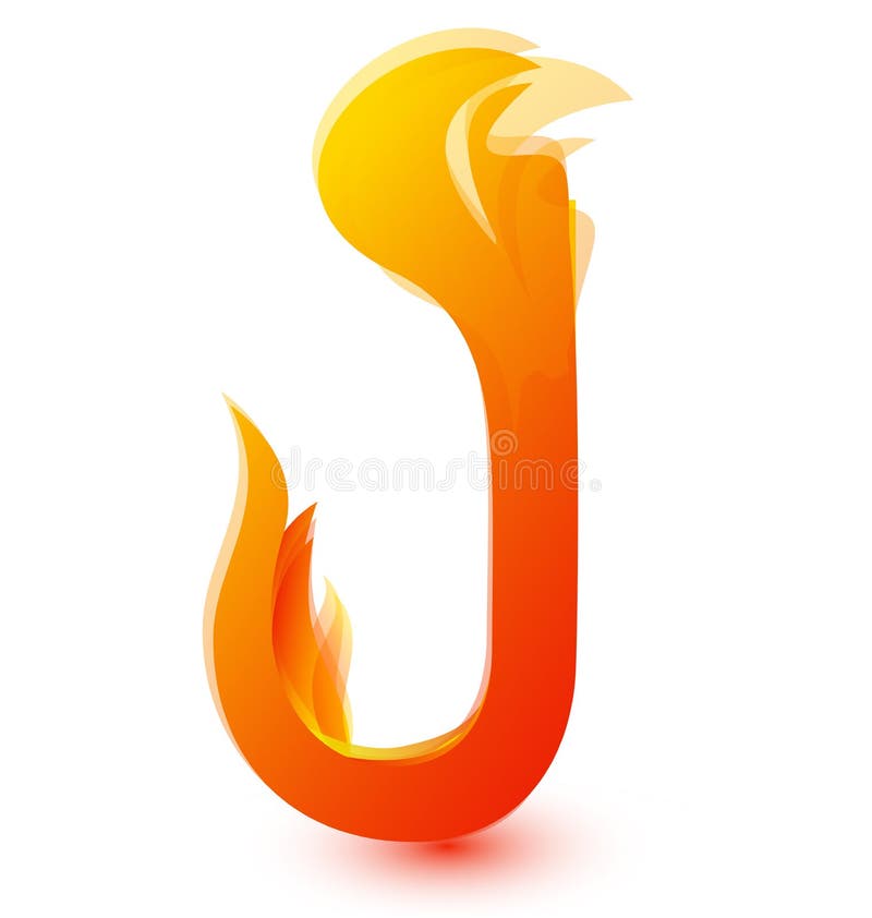 Letter J in Fire Flame Icon Vector Stock Vector - Illustration of fire ...