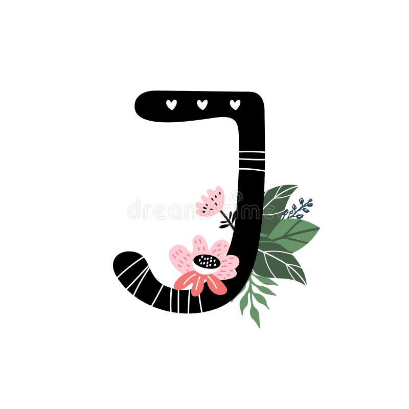 Letter J with Floral Design. Plant Design Stock Vector - Illustration ...