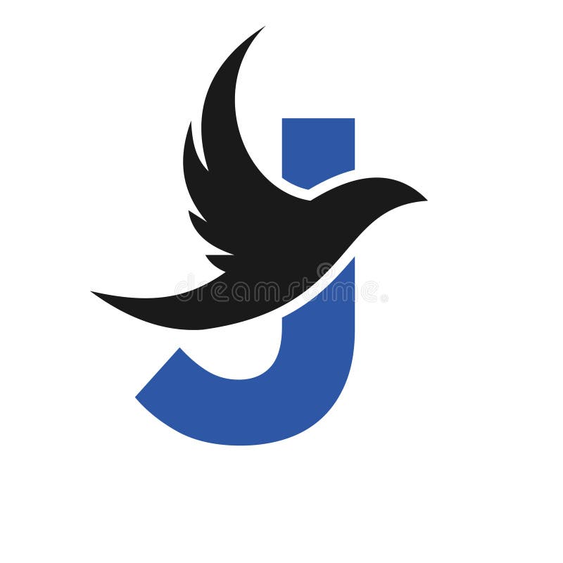 Letter J Flying Bird Logo Template Vector Sign. Dove Bird Logo on ...