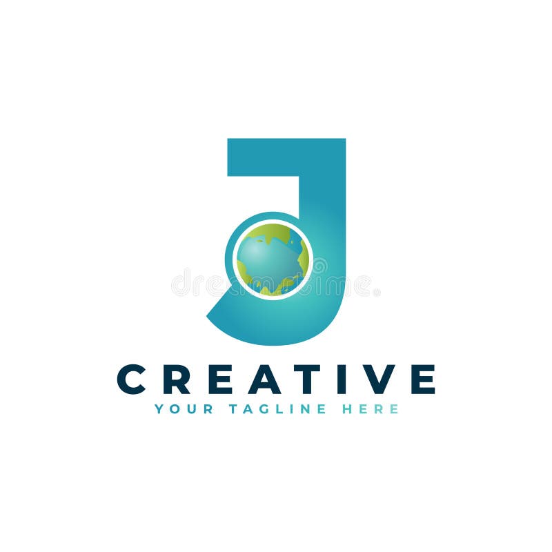 Letter J Global World Earth Logo Design Stock Vector - Illustration of ...