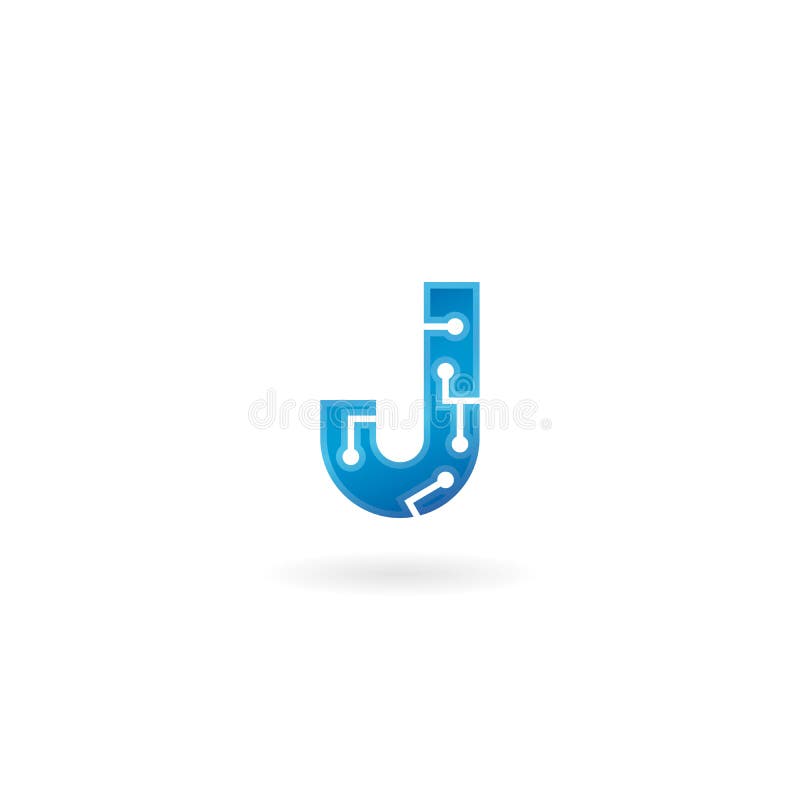 Letter J Icon. Technology Smart Logo, Computer and Data Related ...