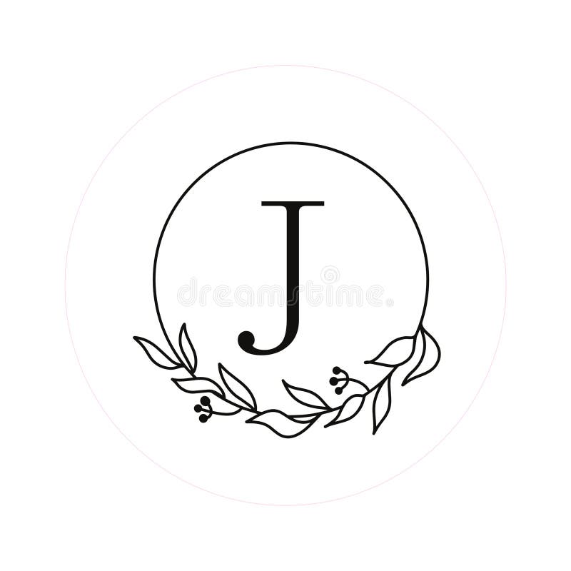 Letter "J" Initials with Round Floral Frames, Vector Monogram Logo ...