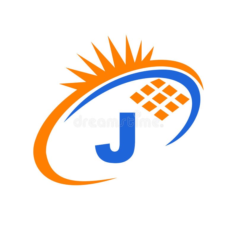 Letter J Inside Solar Cell or Solar Panel Energy Logo Design. Letter J ...
