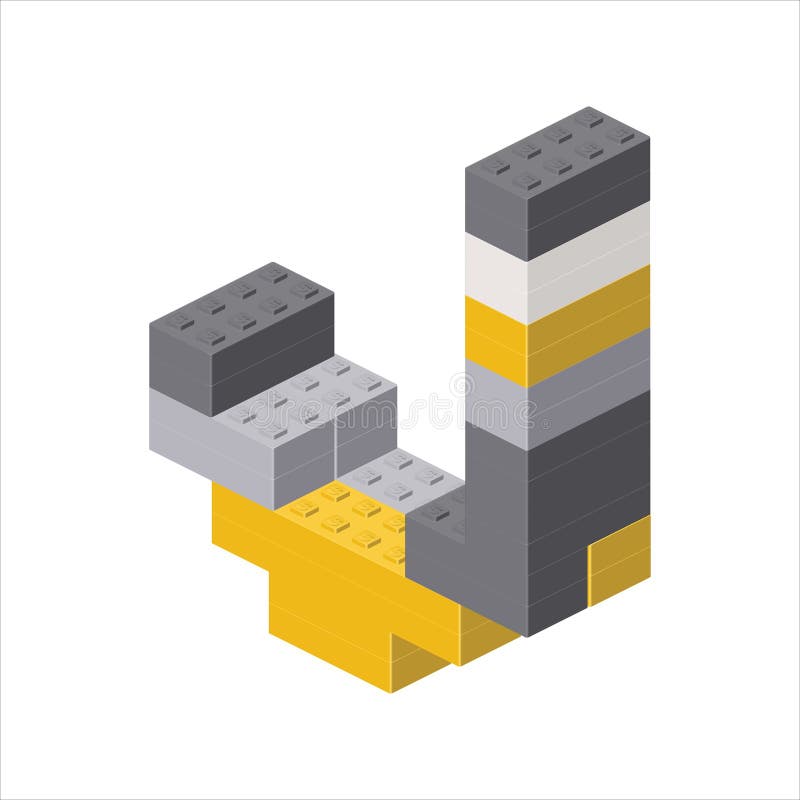 Letter J in Isometric View Assembled from Plastic Blocks. Vector Stock ...