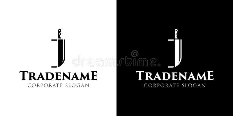 Letter J Knife Logo, for Culinary Brands, Knifemakers, and Chefs Stock ...
