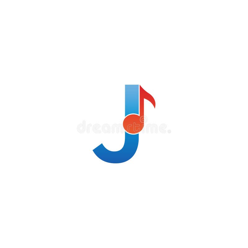 Letter J Logo Icon Combined with Note Musical Design Stock Vector ...