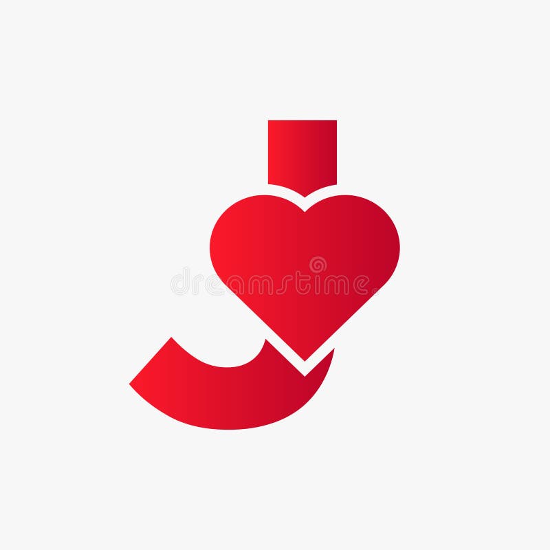 Letter J Love Symbol and Heart Icon Concept Vector Template Stock ...
