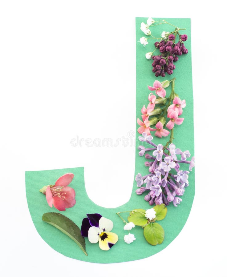 Letter J Made of Spring Flowers and Paper Stock Photo - Image of ...