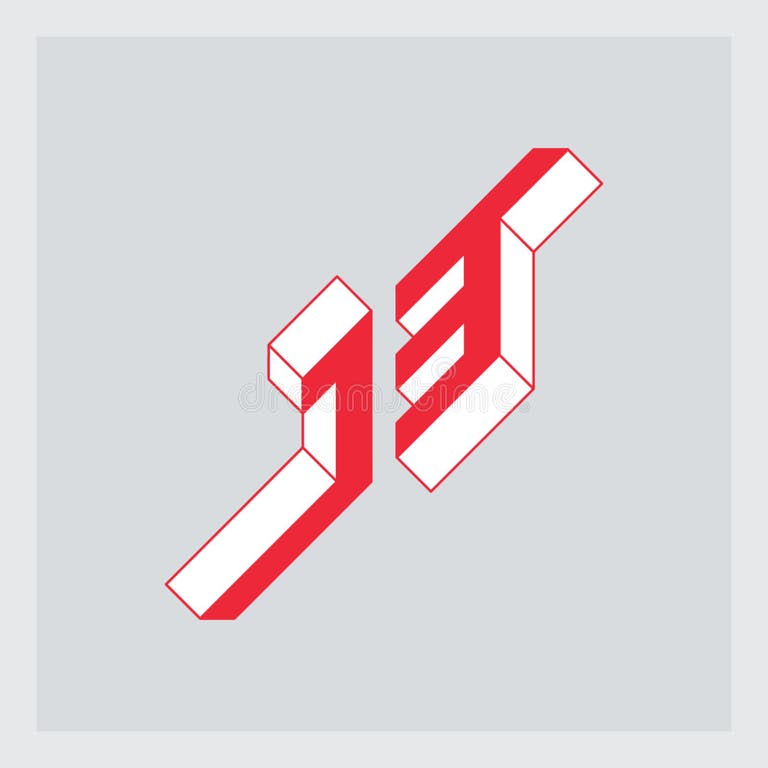 Letter J and Number 3 - Logotype. Three-dimension Original Letters ...
