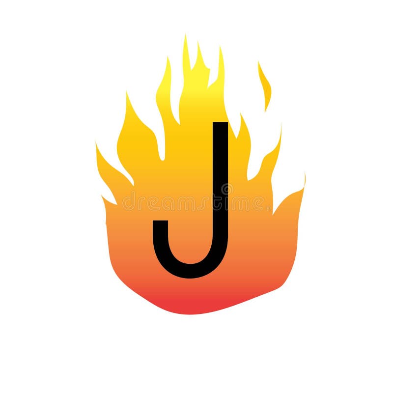 Letter J with Orange Flame Shape Illustration. Stock Illustration ...