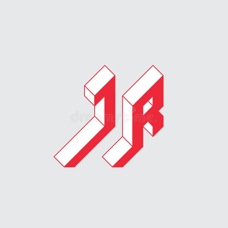 Letter J and R - Monogram or Logotype. Three-dimension Original Letters ...