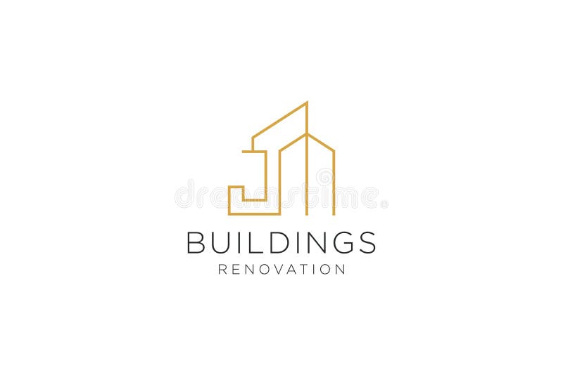 Letter J for Real Estate Remodeling Logo. Construction Architecture ...