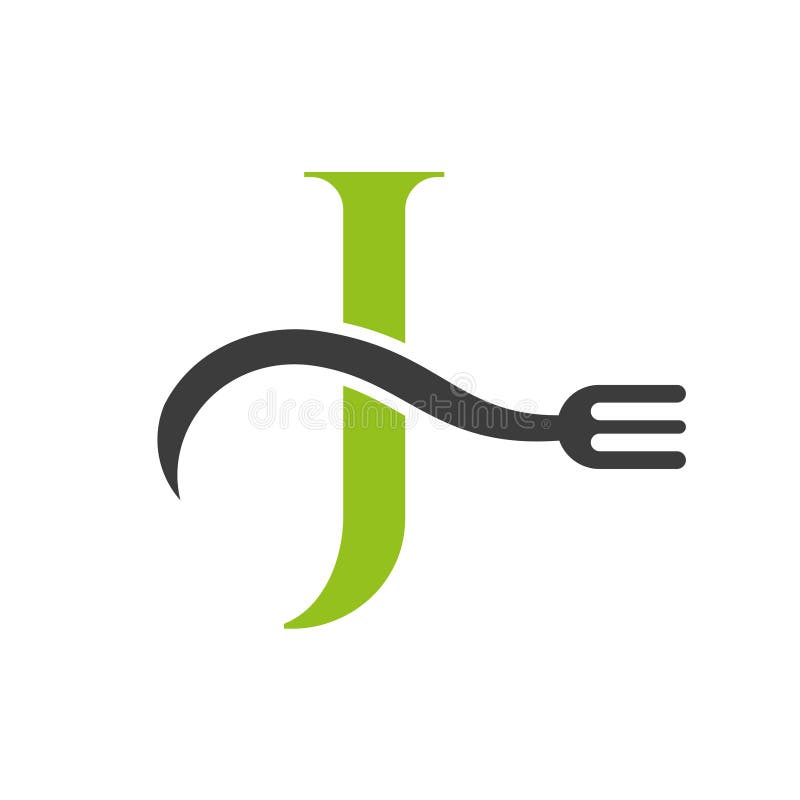 Letter J Restaurant Logo Concept with Fork Vector Template Stock Vector ...