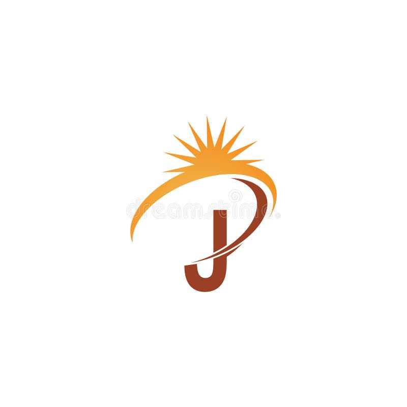 Letter J with Sun Ray Icon Logo Design Template Illustration Stock ...