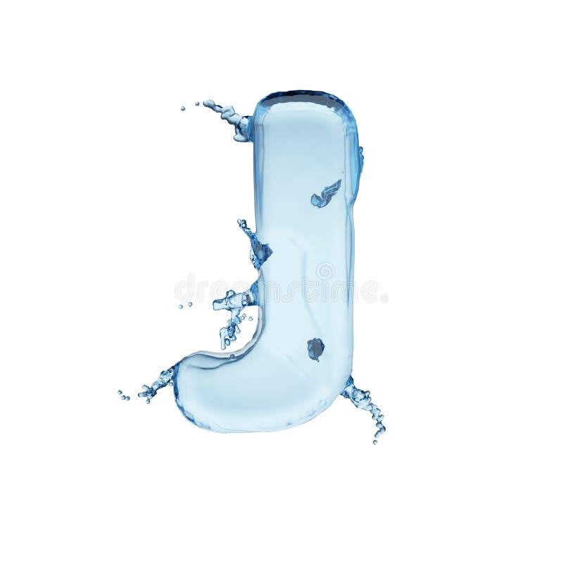 Letter F Water Splash Alphabet Isolated on White. 3D Rendering ...